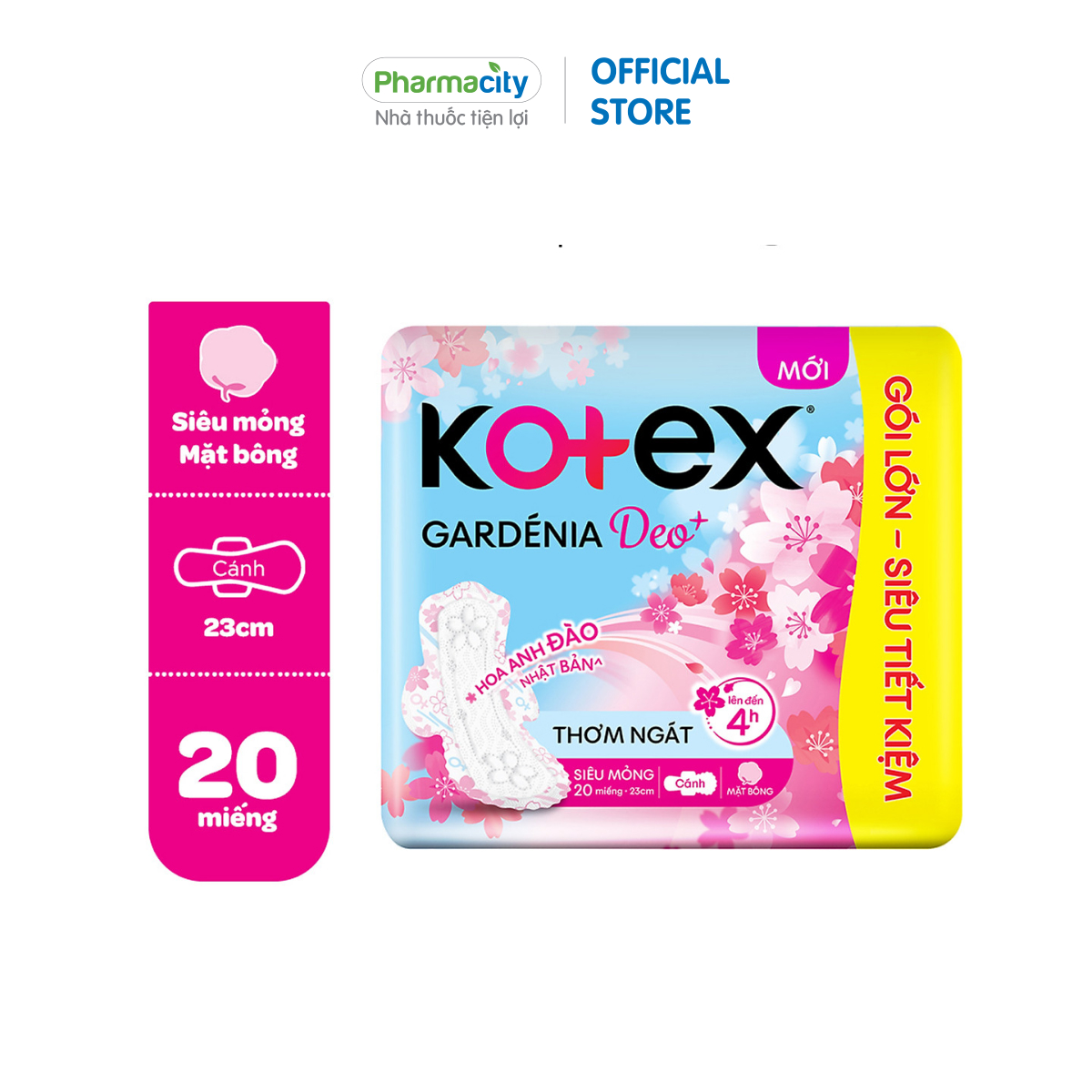 Băng vệ sinh ban ngày siêu mỏng có cánh Kotex Gardenia Deo+ 23cm (20 ...