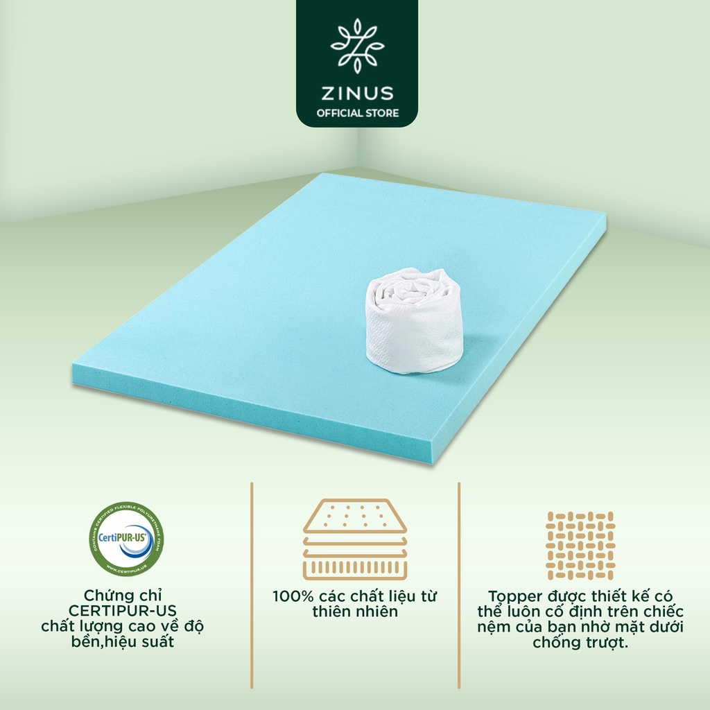 Hoàn đến 300kTrả góp Topper Zinus Memory Foam Siêu Mát Bọc Vải Giảm ...