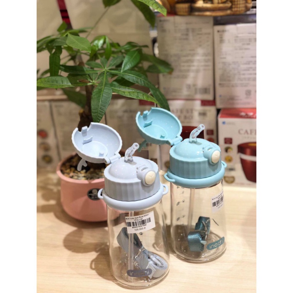 Bình nước trẻ em Inochi chịu nhiệt Goki Zuzu 520ml có dây đeo.Chất liệu ...