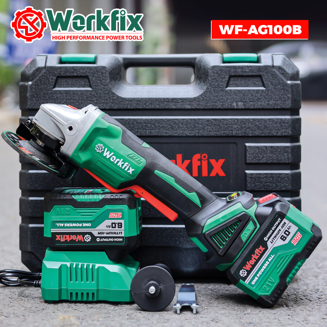 [Chính hãng] Máy Mài cầm tay WORKFIX WF-AG100B Không chổi than 2 pin ...