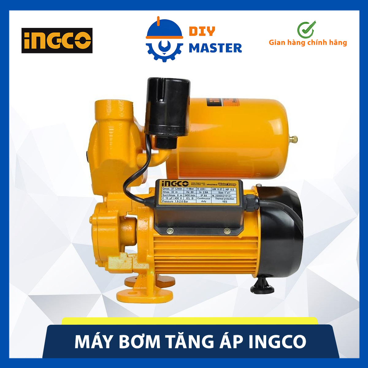 Máy bơm tăng áp lực nước INGCO VPA3708 máy bơm trợ lực máy giặt , tăng ...