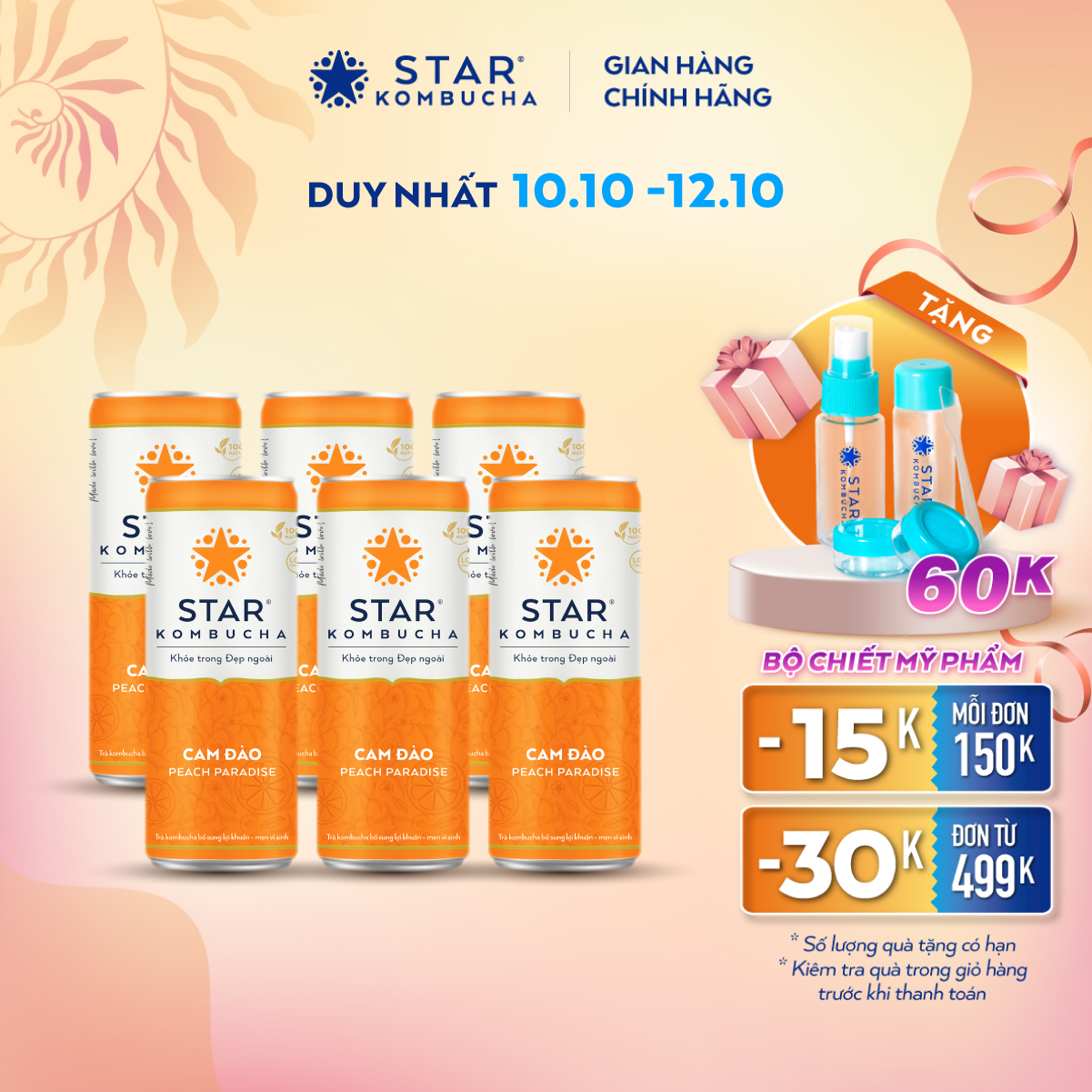 Thùng 12 lon trà STAR KOMBUCHA Lựu Đỏ / Pomegranate Purity (250ml/lon ...