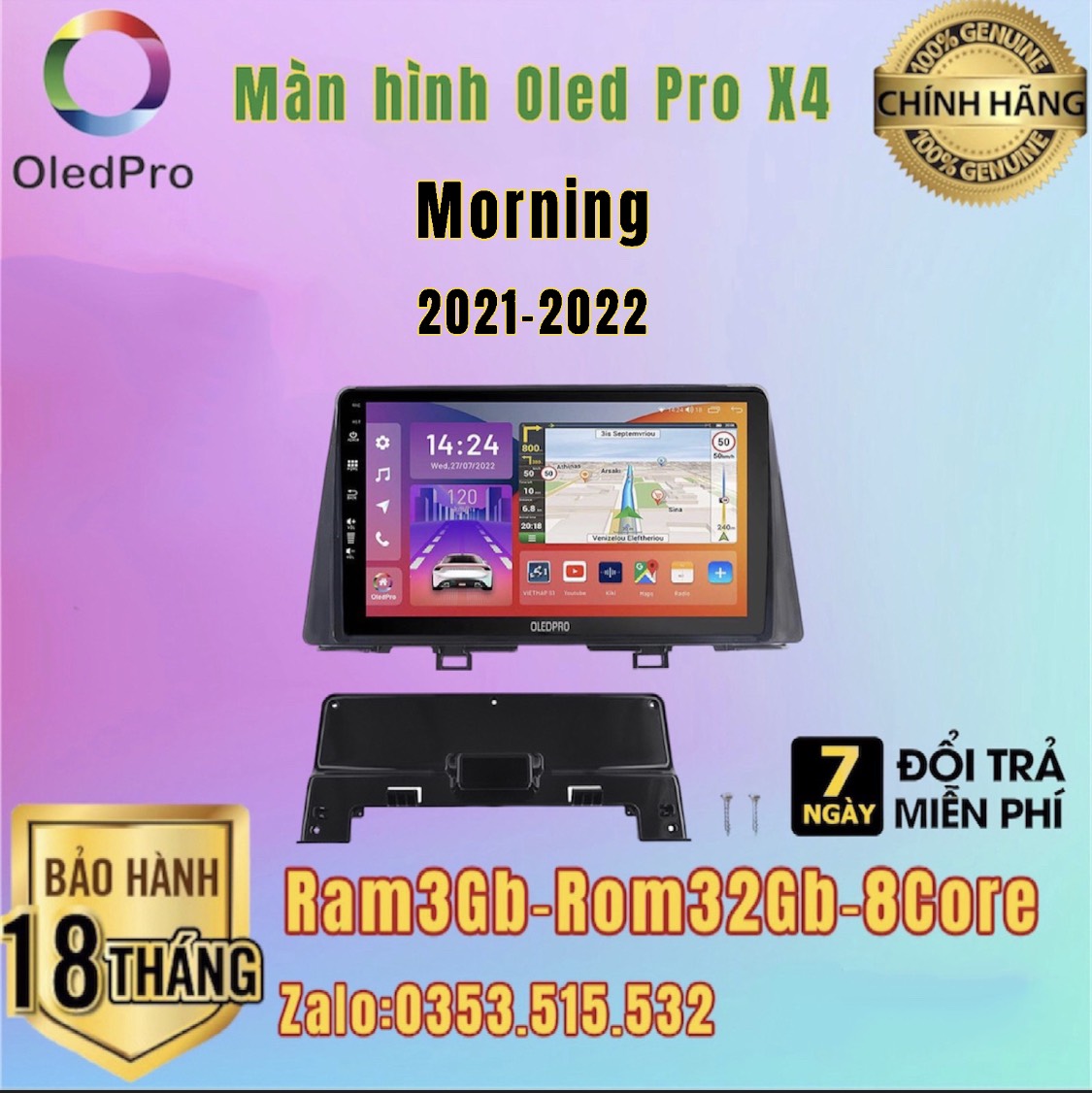 Màn Hình DVD Android OLED PRO X4 Theo Xe Huyndai i10 2021-2022 9ich kèm jack nguồn zin - MixASale