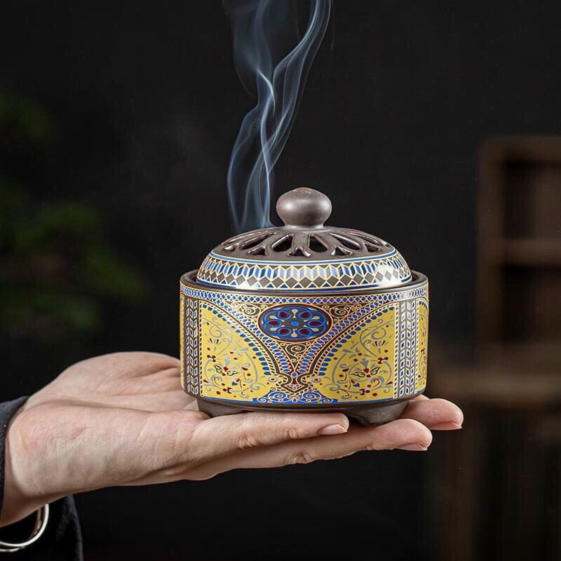 Lư Gốm Xông Trầm - Lư Hương Gốm Thủ Công Cao Cấp - tặng 3 nụ trầm hoặc ...