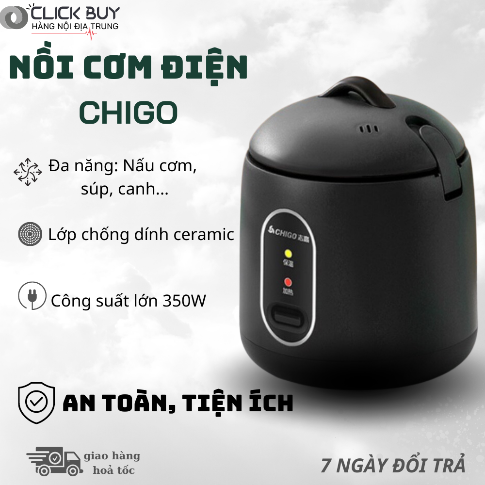 Nồi Cơm Điện MiNi Chigo , Nồi Nấu Đa Năng Mini Dung Tích 1,2L, nấu cơm, hầm cháo, hấp, xào, luộc ...