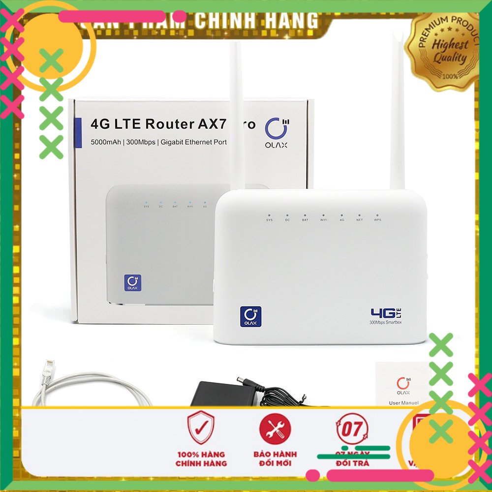 Bộ Phát Wifi 4G LTE Olax AX7 Pro sử dụng điện trực tiếp Pin 5000mAh đi ...