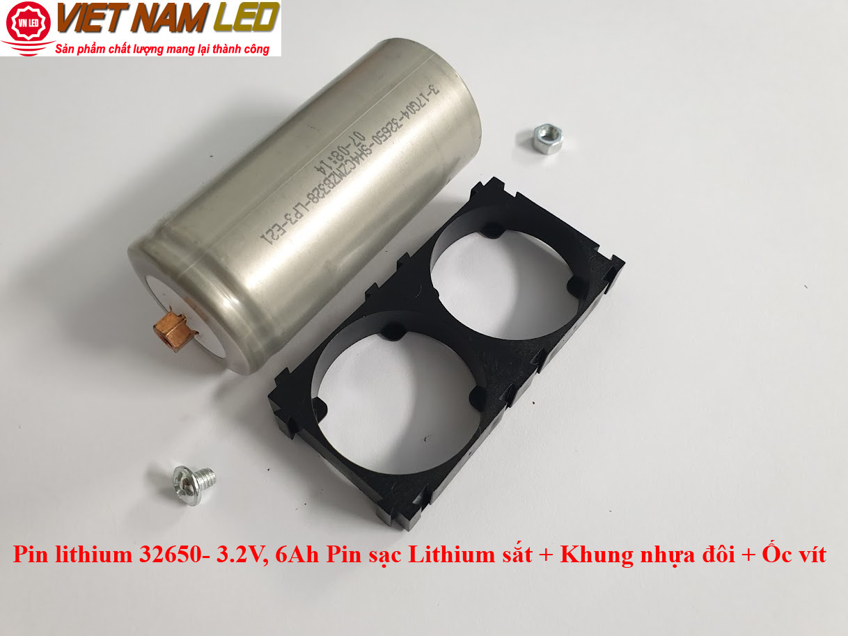 Pin lithium 32650 - 3.2V, 6Ah, kèm ốc vít, khung nhựa đôi, Pin sạc ...