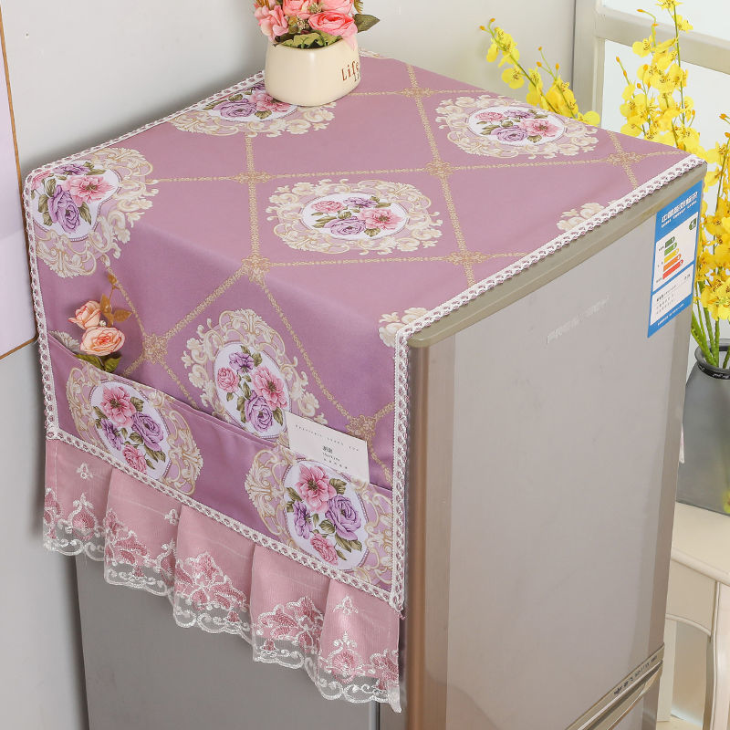 Household Refrigerator Dust Cover Cloth Floral Refrigerator Cover ...