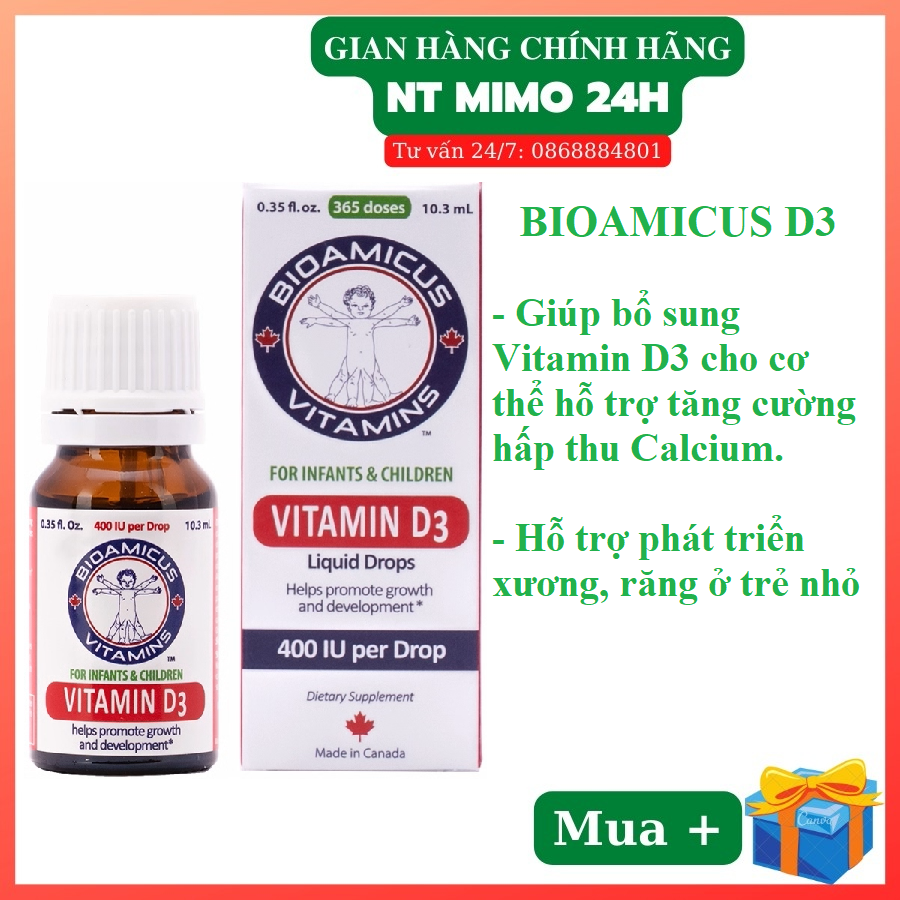 [Free ship + Quà Tặng] Bioamicus Vitamin D3 Bổ Sung Giúp Hấp Thụ Canxi ...