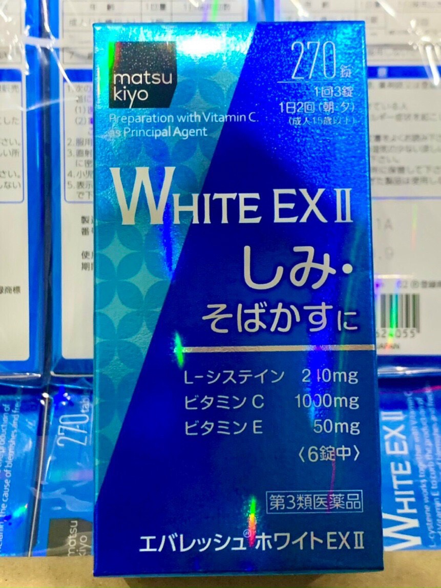 Viên uống trắng da mờ nám White EX II matsukiyo Nhật Bản 270 viên mẫu ...