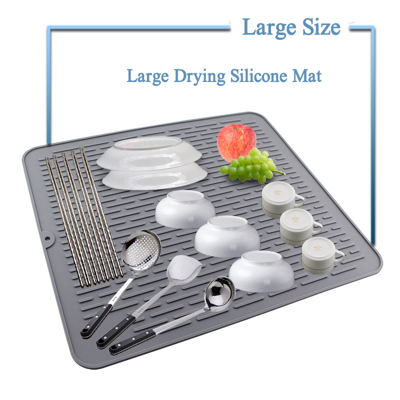 Large Silicone Placemat Dish Drying Mat Kitchen Draining Table Drain ...