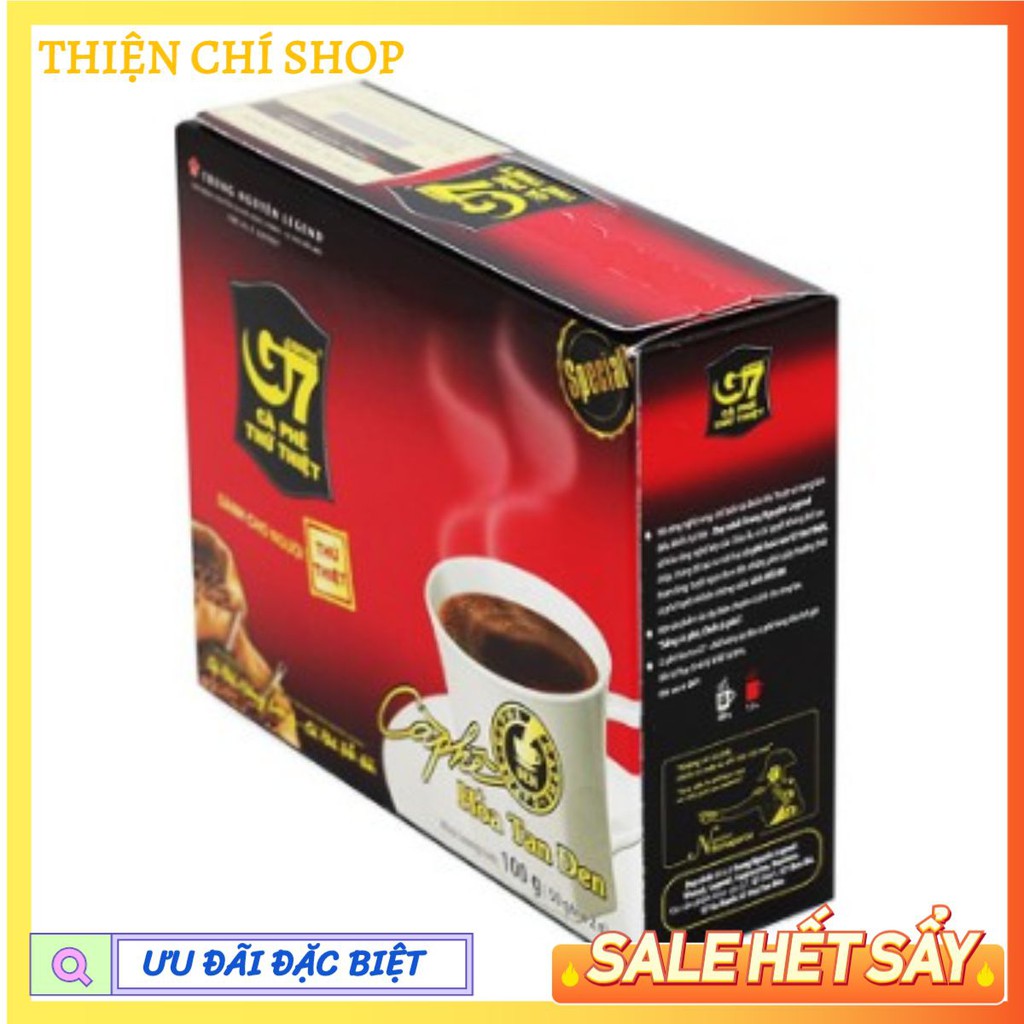 Cà phê g7 đen không đường hộp 50 gói - cafe hoà tan trung nguyên