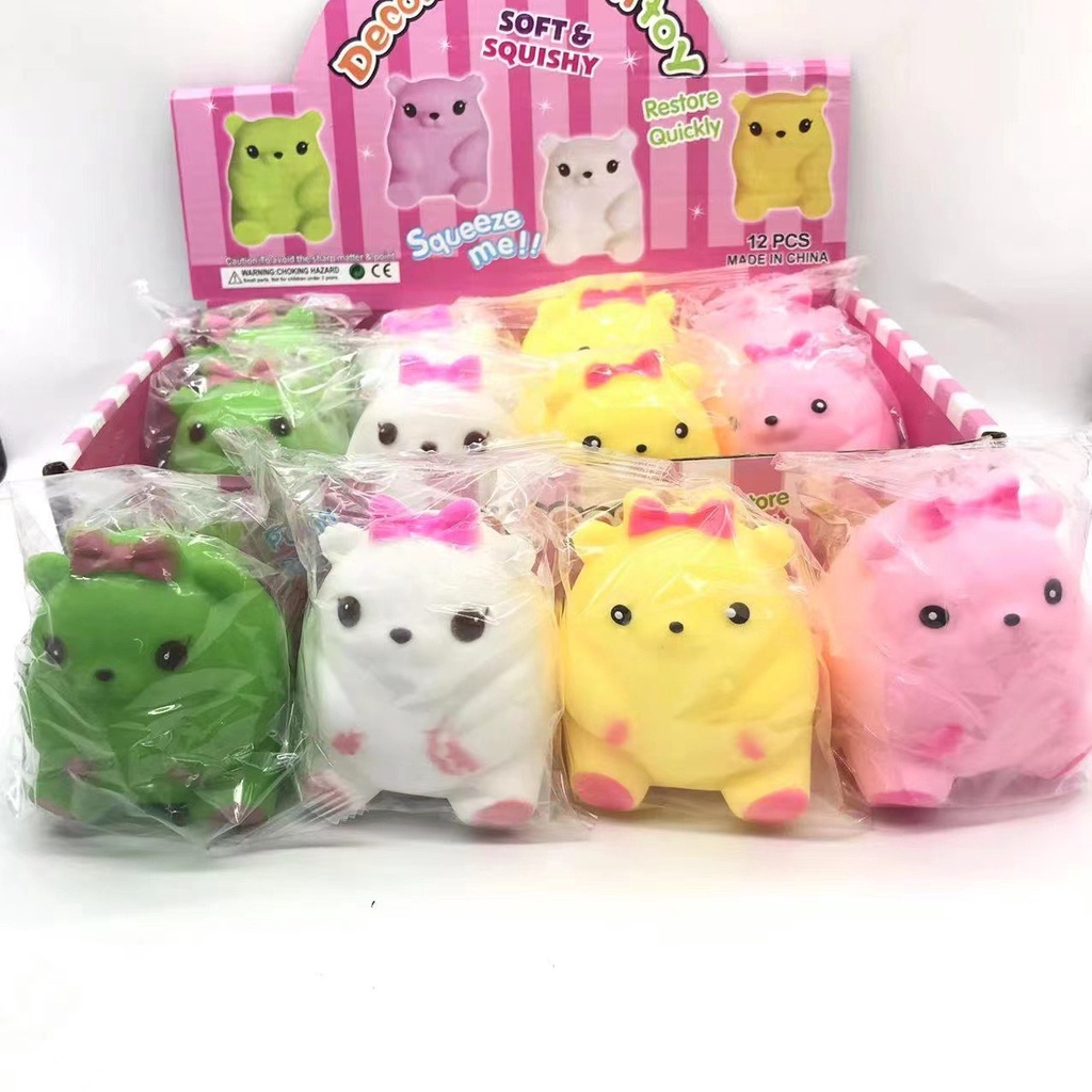 Squishy Mochi hình GẤU ĐEO NƠ mềm mịn dễ thương chân thực giảm stress ...