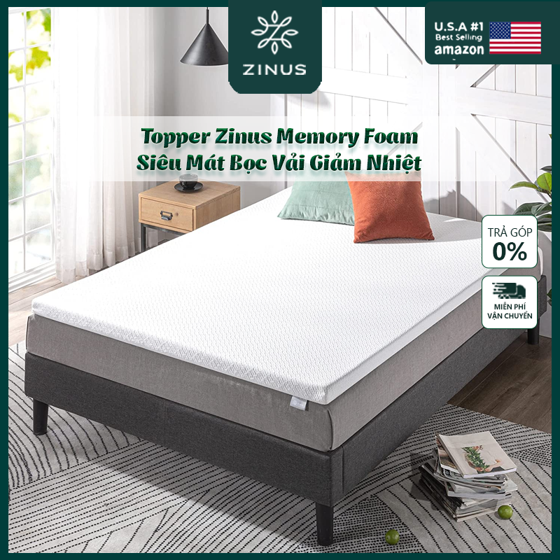 Hoàn đến 300kTrả góp Topper Zinus Memory Foam Siêu Mát Bọc Vải Giảm ...