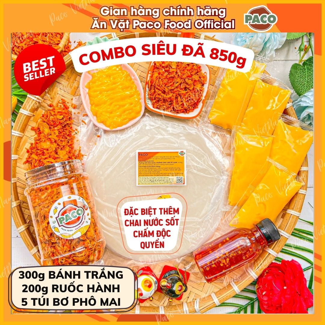 Combo bơ phô mai PACO FOOD kèm bánh tráng phơi sương muối ruốc hành phi ...