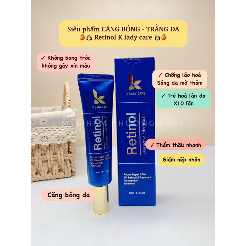 Kem Dưỡng K Lady Care Retinol 30ml Hàn Quốc Cấp ẩm Trắng Sáng Da Mờ