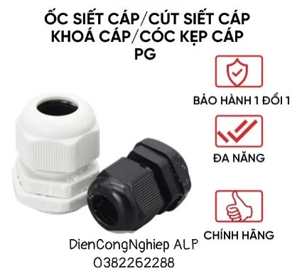 Ốc siết cáp nhựa PG, cút siết cáp PG,đầu xiết cáp,kẹp xiết, nút xiết PG ...