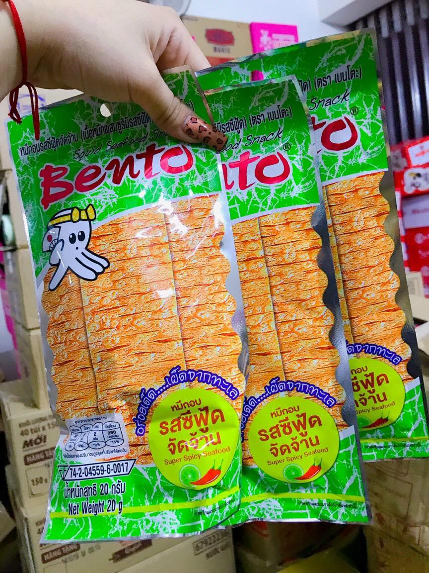 [Set 5 bịch] Mực Bento Thái màu xanh lá siêu cay (gói lớn 20g) - Snack ...