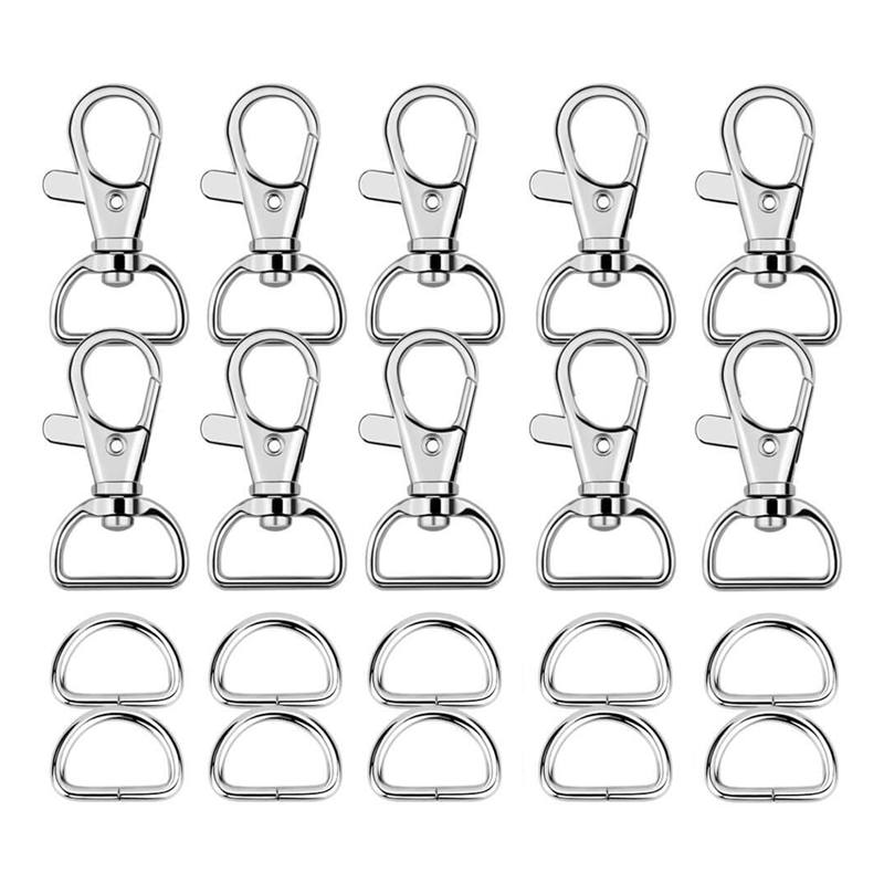 60Pcs Swivel Snap Hooks And D Rings For Lanyard And Sewing Projects (1 ...