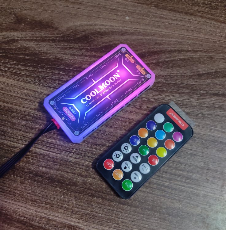 Tấm che nguồn máy tính, Led 5v ARGB logo ROG, đồng bộ màu Hub Coolmoon ...