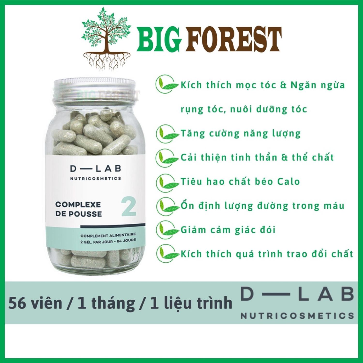 Viên uống mọc tóc, Nuôi dưỡng tóc, Ngăn ngừa rụng tóc - Complexe de Pousse - Hair Growth Complex ...