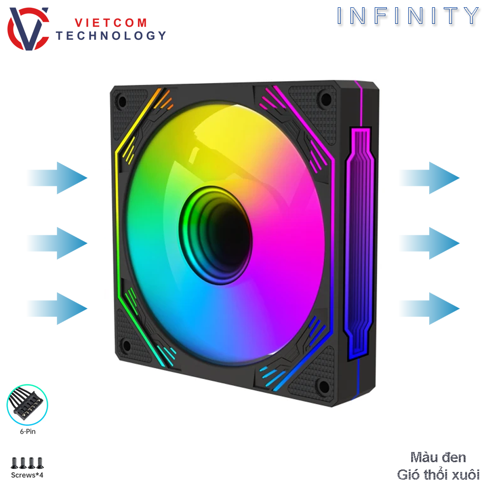 Quạt tản nhiệt, Fan Led RGB vô cực - Phiên bản gió thổi xuôi và thổi ...