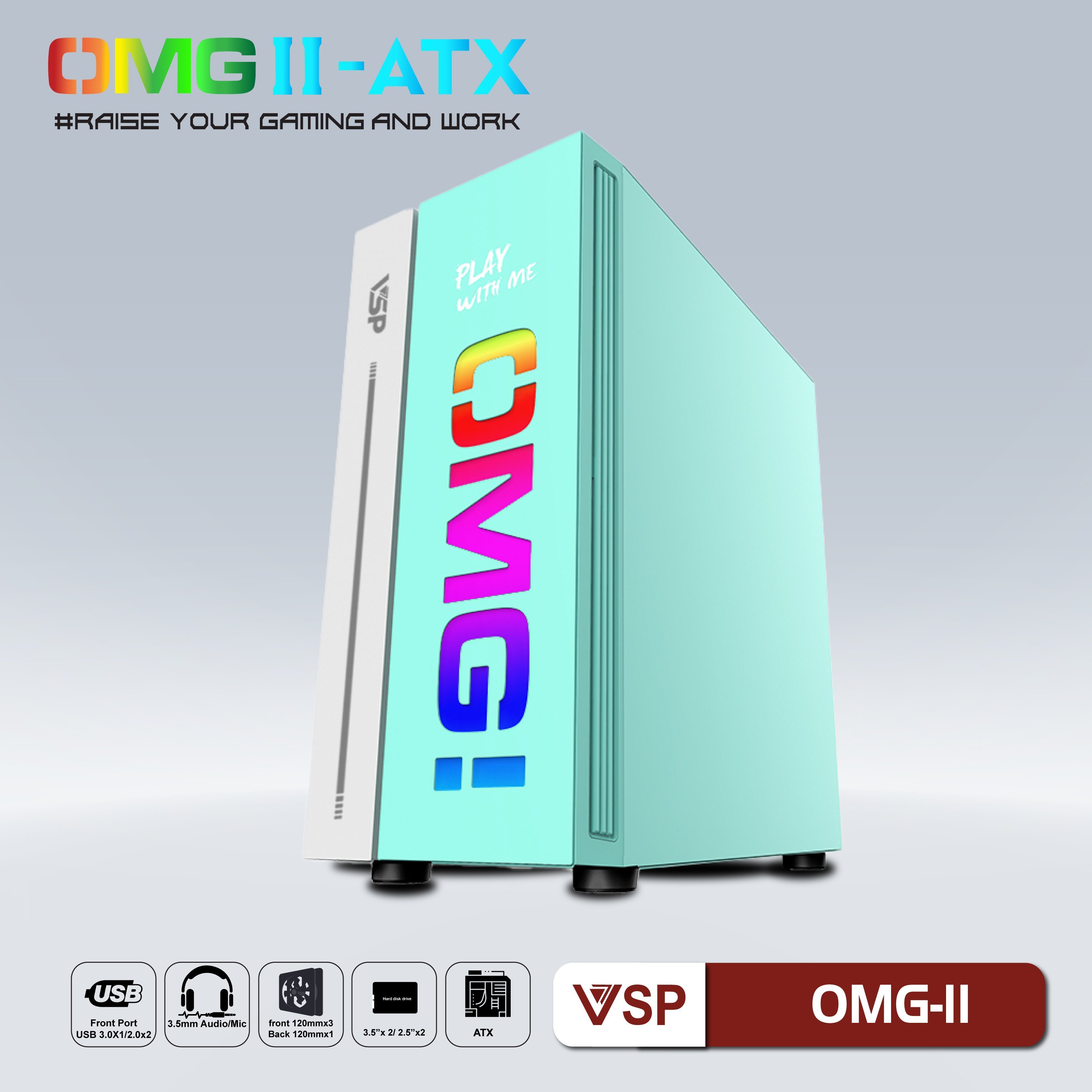 ẢNH THẬT Vỏ Case Gaming VSP OMG-II ATX (Sẵn LED chuyển màu mặt trước ...