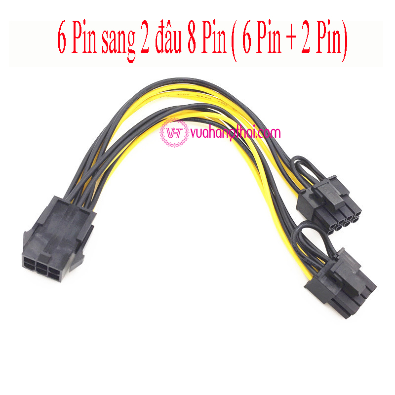 Dây nguồn VGA PCIe 6 Pin Modular ra 2 đầu 8 Pin (6 Pin+2 Pin) VGA cấp ...