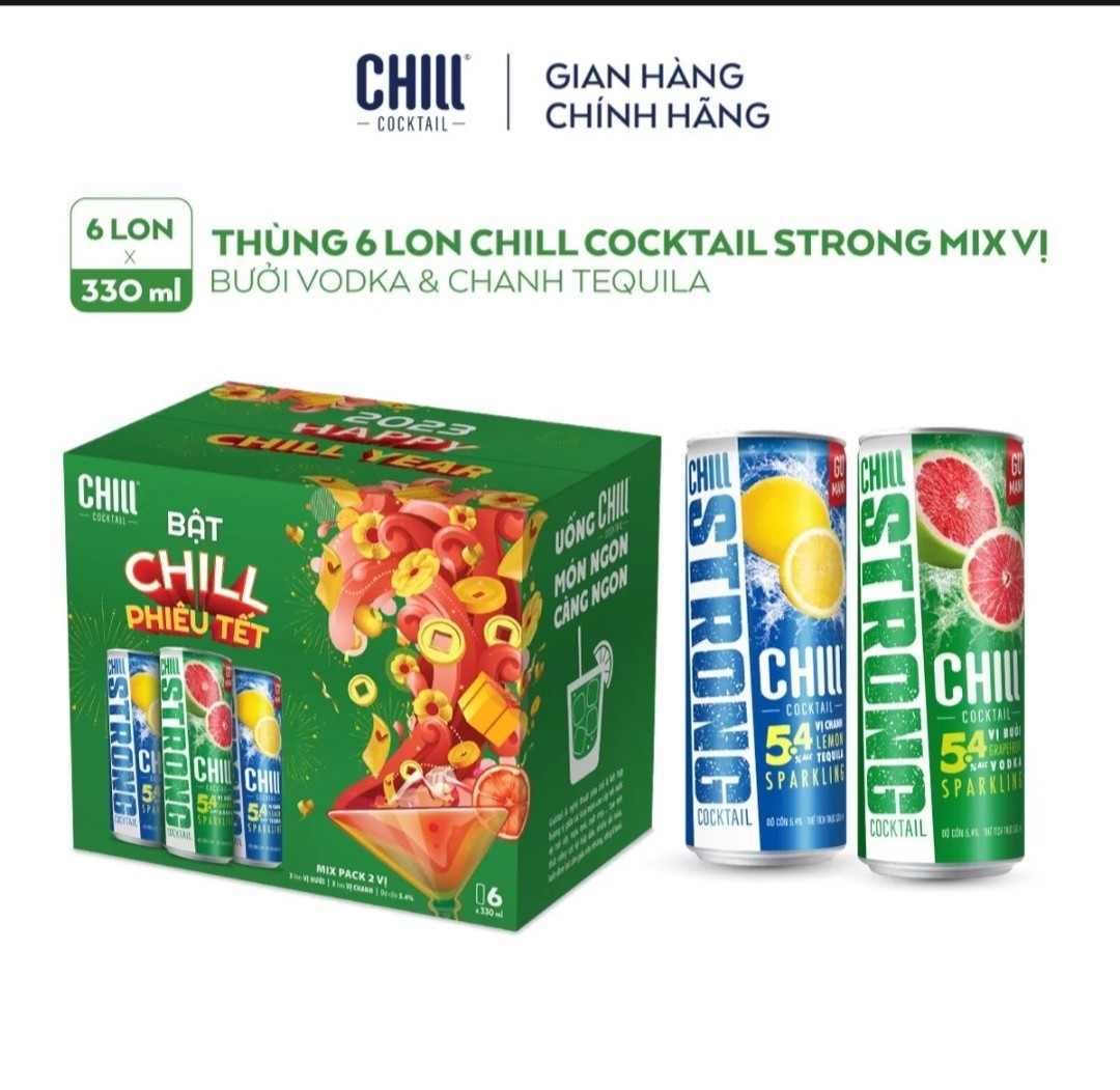 Thùng 6 lon Chill Cocktail Strong Mix 2 Vị 330ml/lon | Lazada.vn