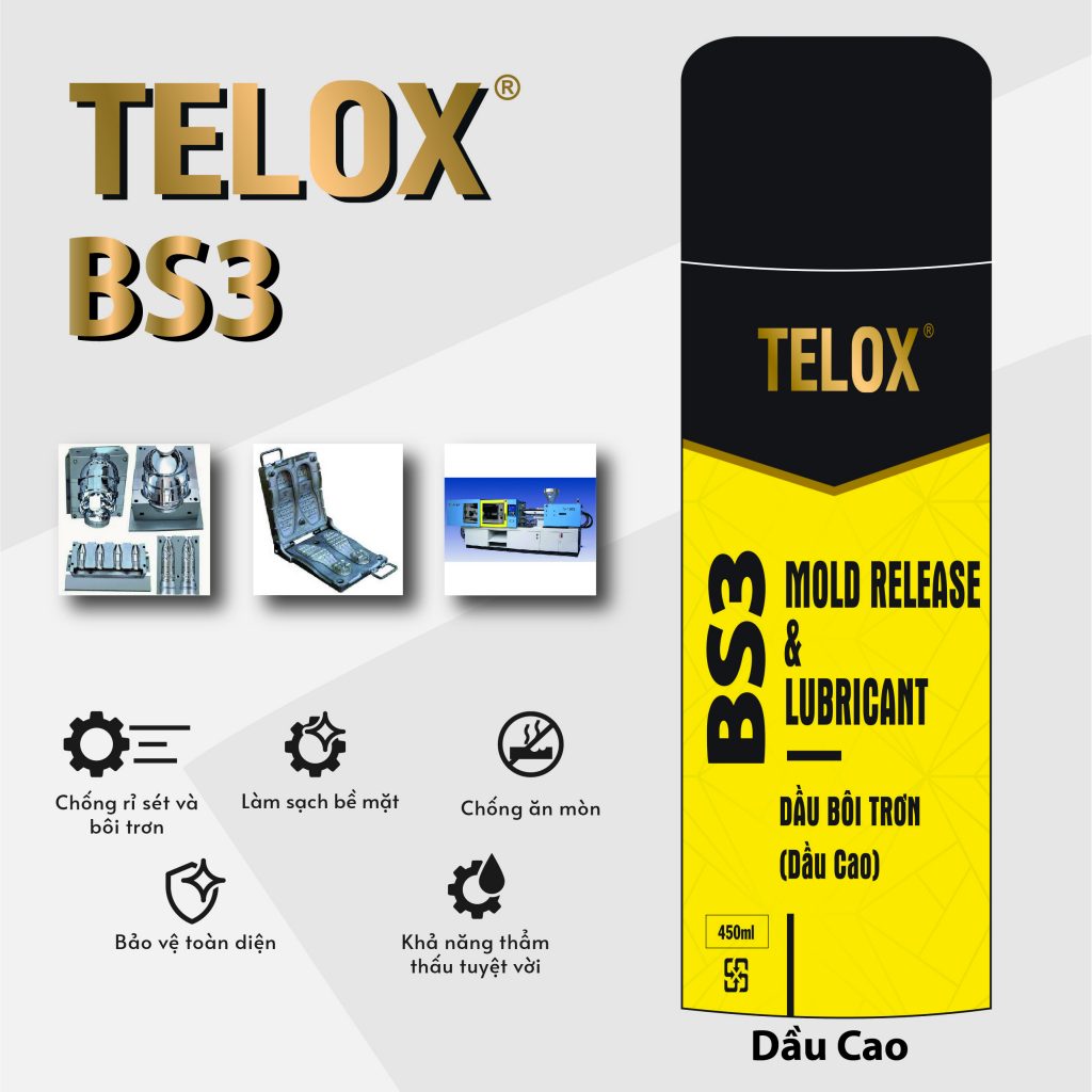 Dầu xịt bôi trơn BS3 450ml Telox Mold Release & Lubricant, dầu bôi trơn ...