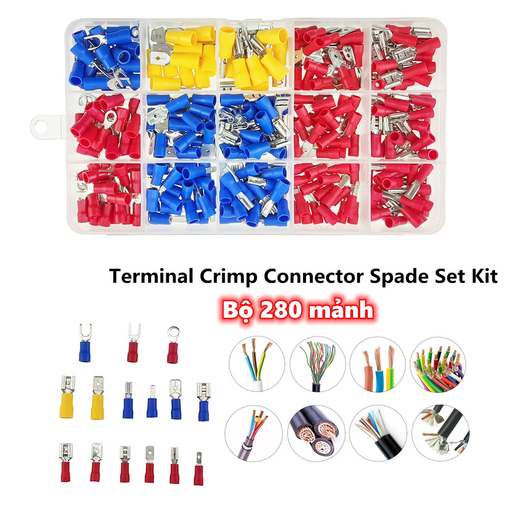 280PCS Wire Connector Set Wire Adapter Insulated Wire Cable Accessories ...