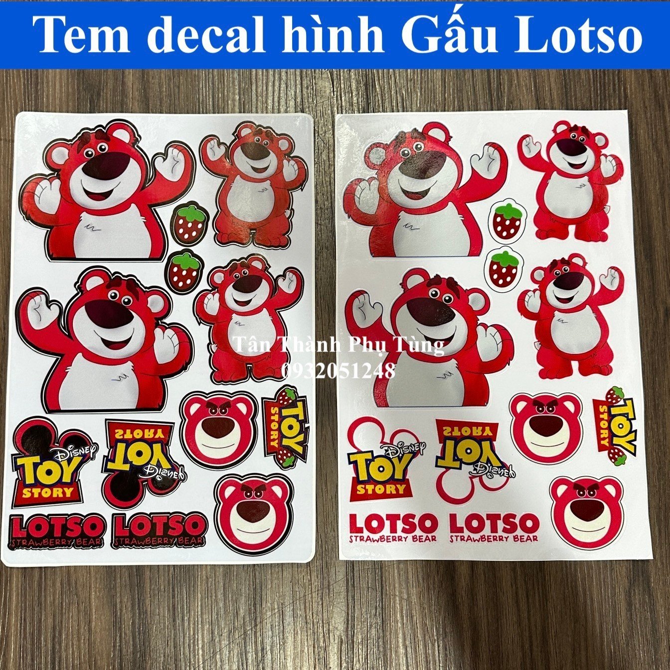 Decal dán xe nón bảo hiểm gấu dâu Lotso chống thấm nước - MixASale