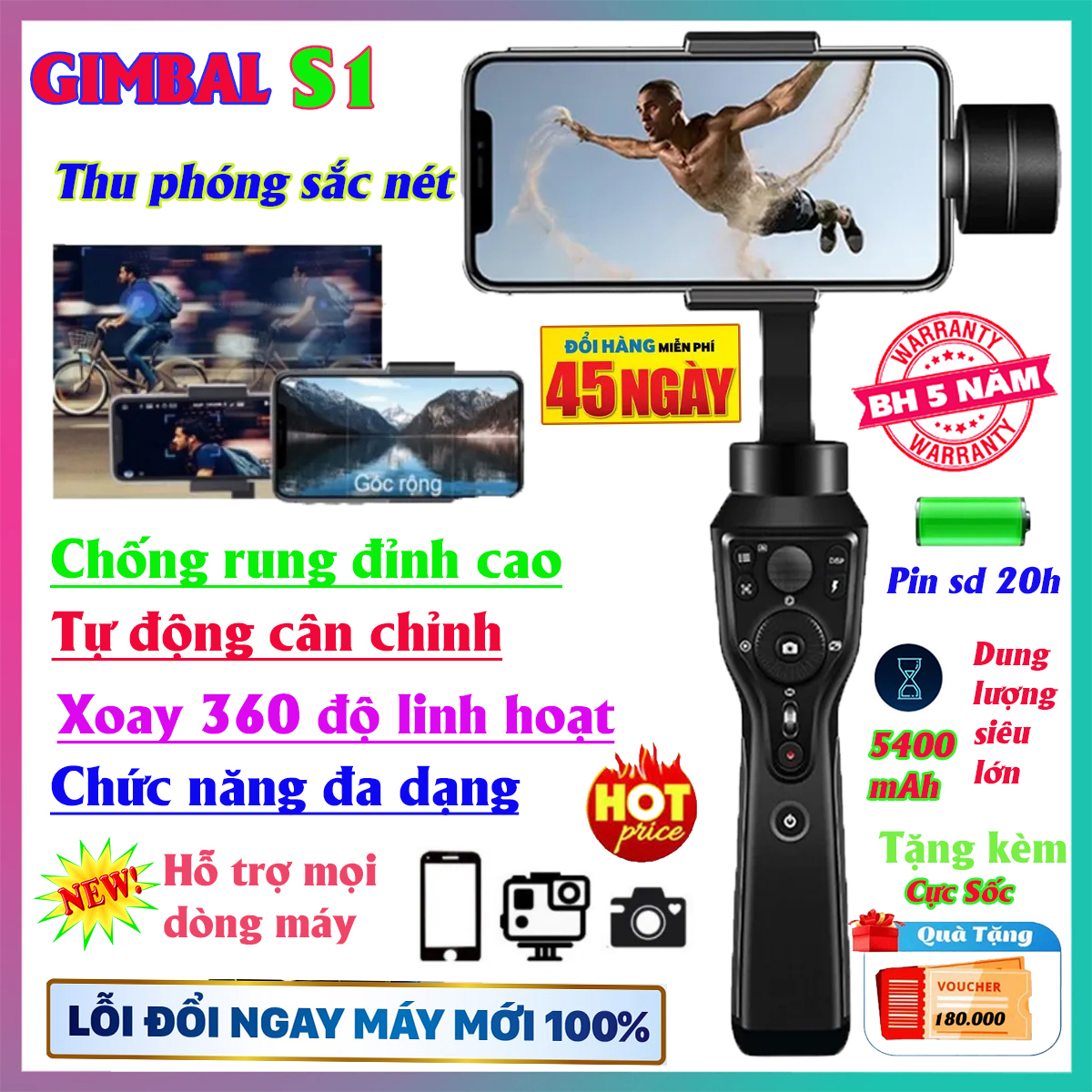 Gậy Gimbal chống rung quay phim quay vlog Thiết bị quay video cho máy ảnh điện thoại Gimbal F8 ...