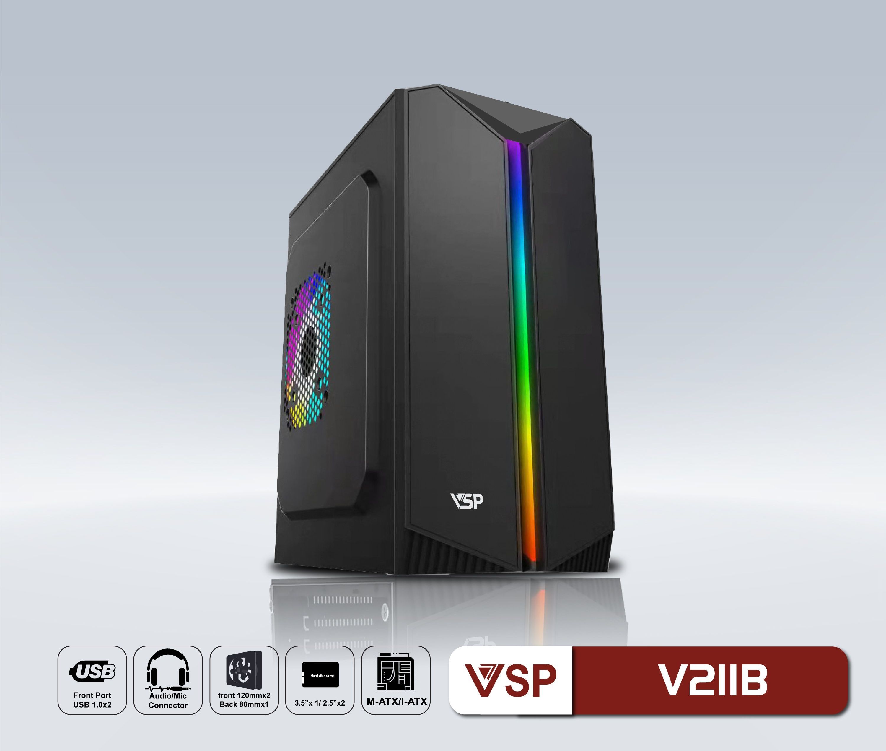 Case máy tính giá rẻ VSP V211 có LED - MixASale