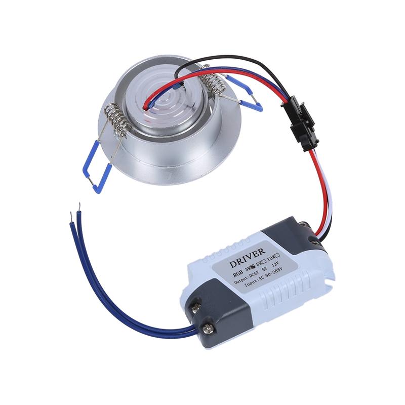 3W RGB LED Ceiling Light Bulb Fixture Lamp + Driver + 24 Key 16 Color ...