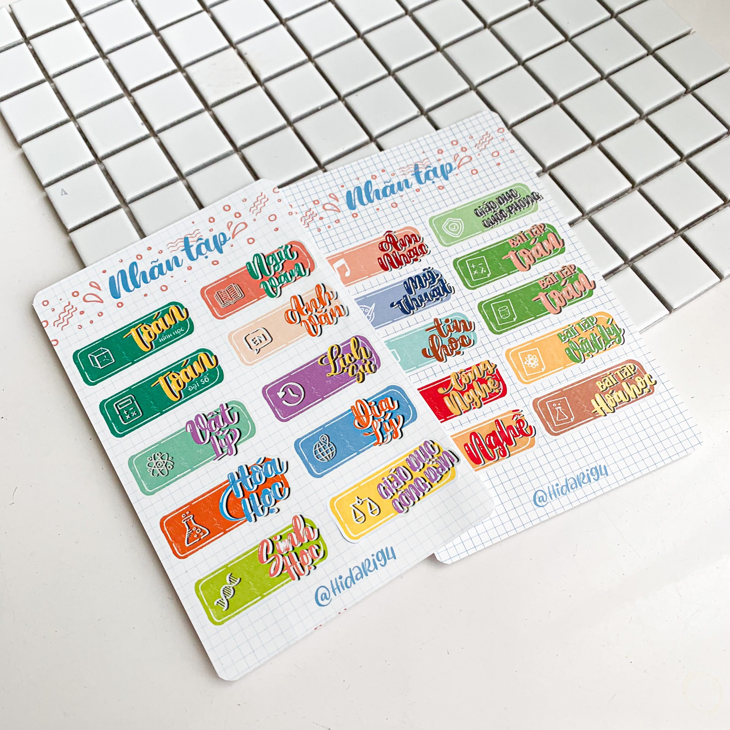 [Sticker Ham Học] Sticker Nhãn Vở Môn Học, Phân Trang Môn Học / Hidari ...