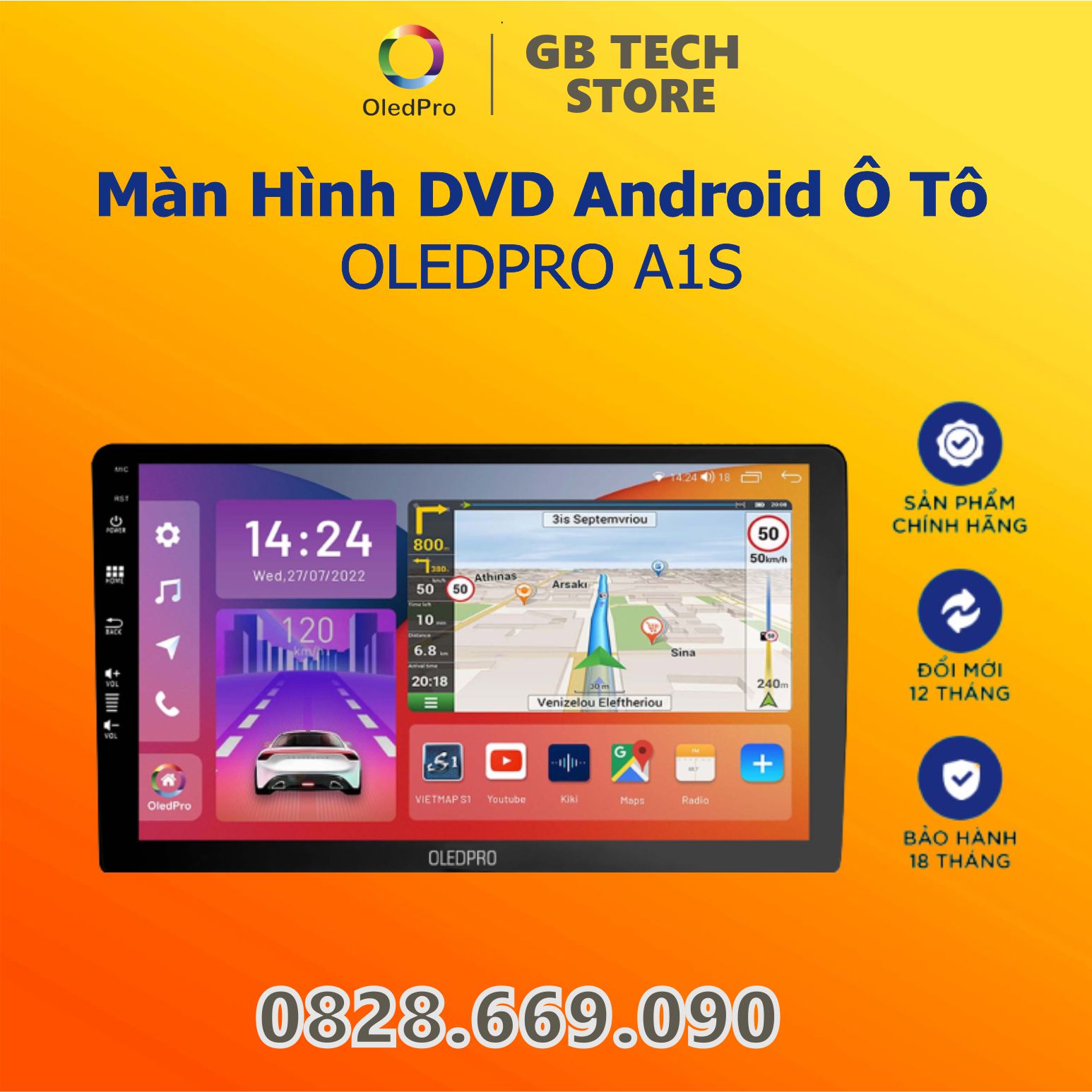 Màn Hình DVD Android Ô Tô OLEDPRO A1s Tích Hợp Camera 360 9 inch Ram 2 ...