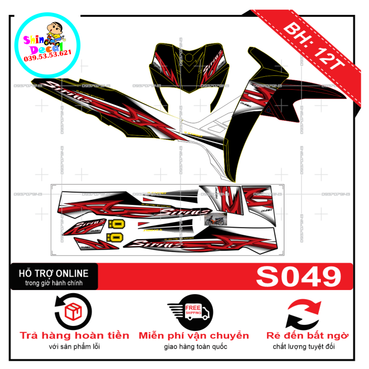 TEM XE SIRIUS XĂNG CƠ (TEM RỜI SIRIUS) KẼM GAI S049 - MixASale