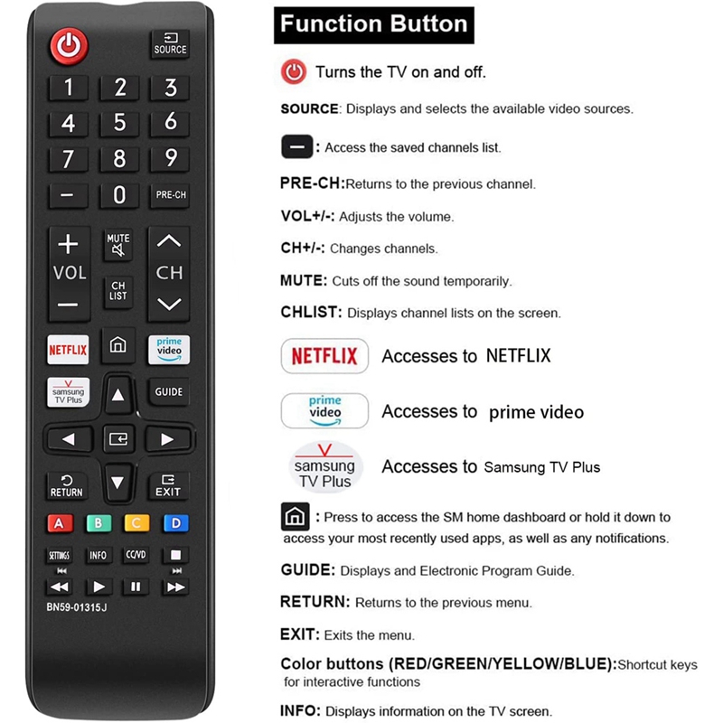 Universal for Samsung Smart TV Remote Control Replacement for All ...