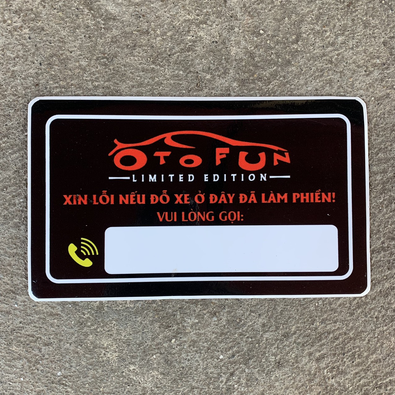 Sticker dán xe otofun Xin lỗi đỗ xe ở đây đã làm phiền để trống ô số ...
