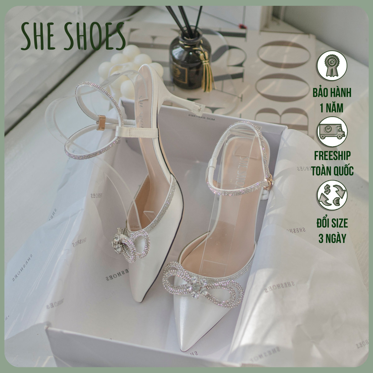 Giày cưới ️️ Sandal ĐÍNH NƠ bling bling độc quyền bởi SHE SHOES ...