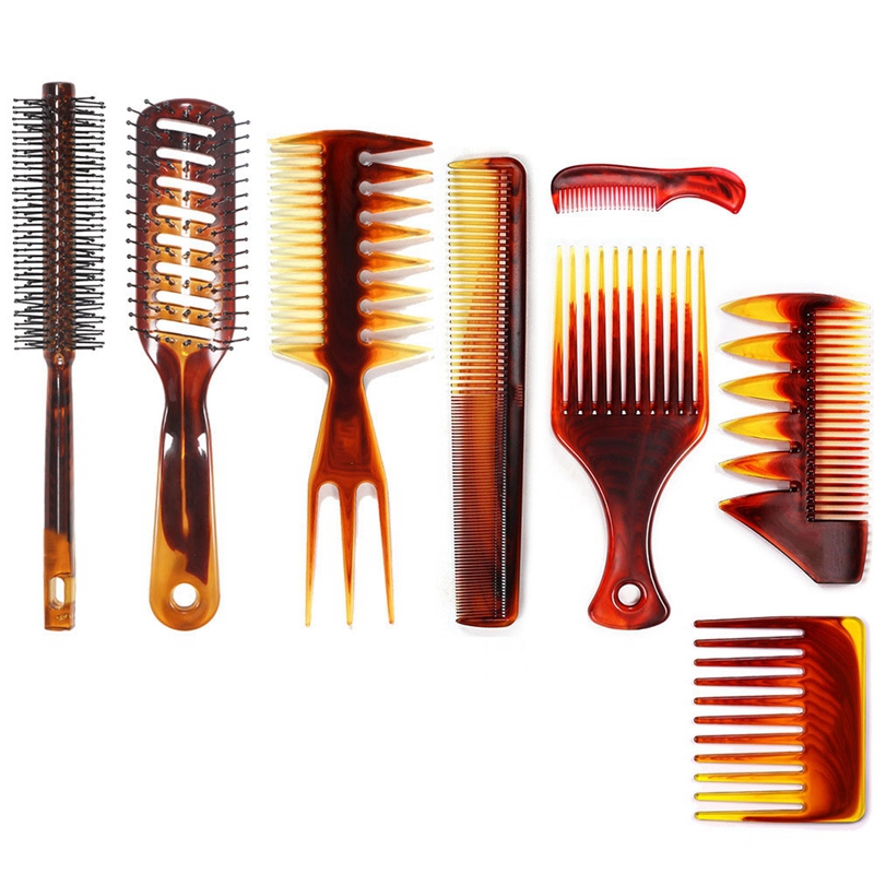 8Pcs/Set Anti-Static Hair Combs Sets Barber Hair Cutting Comb Salon ...