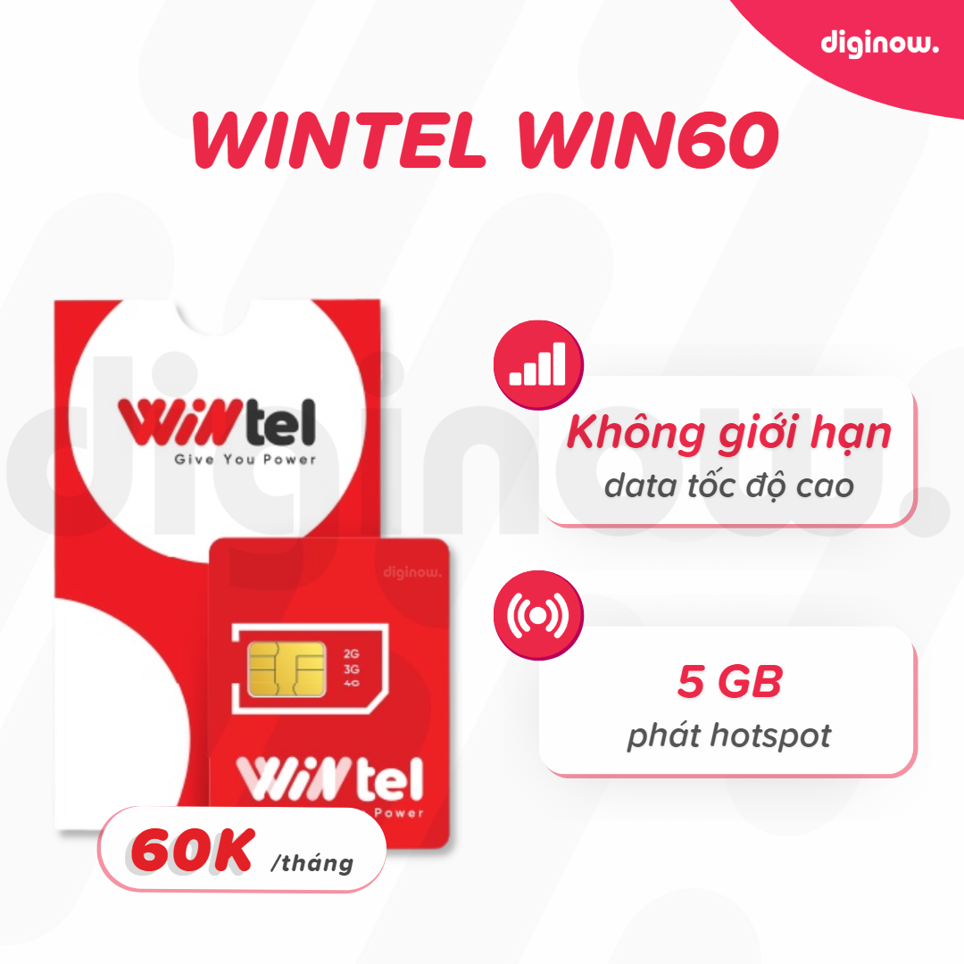 SIM 4G Wintel Win60 - KHÔNG GIỚI HẠN Data tốc độ cao - MixASale