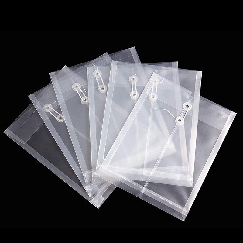 12 Pack Clear Plastic Envelopes Poly Envelopes Expandable Files Document Folders with Button ...