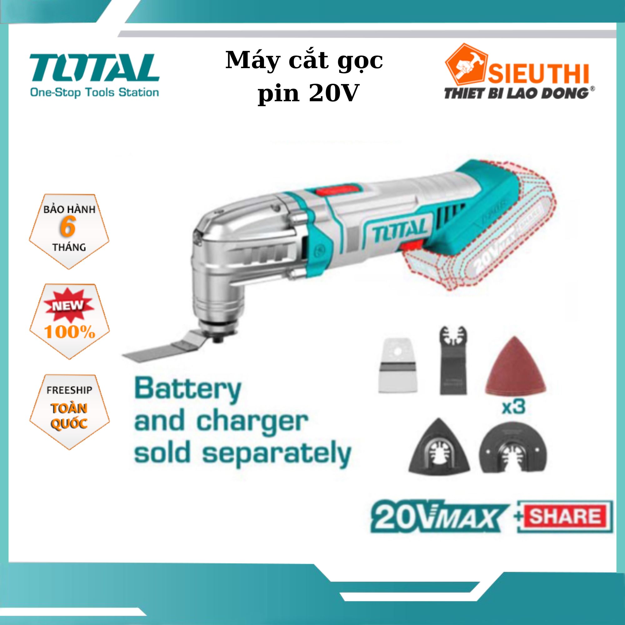 TOTAL Máy cắt gọc đa năng dùng pin 20V TMLI2022 | Lazada.vn