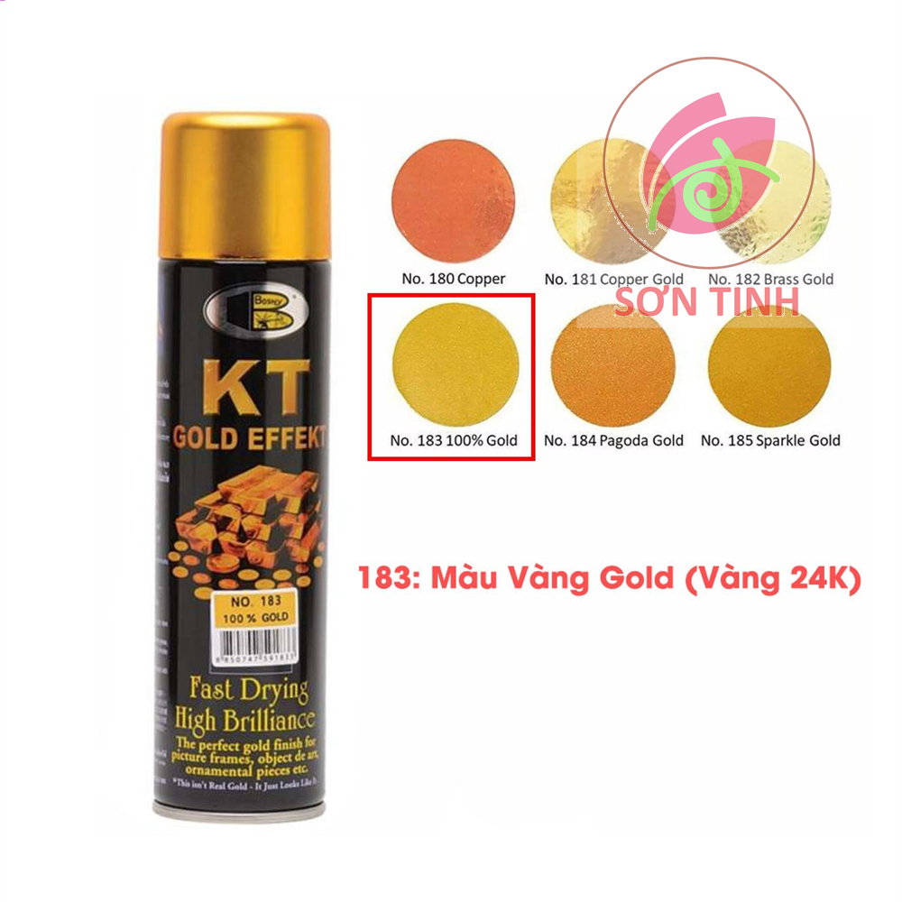Sơn Xịt Mạ Vàng 24k 18k KT Bosny CHÍNH HÃNG - Sơn Mạ Vàng Bóng Sơn Nhũ Vàng Gold Effect Nhập ...