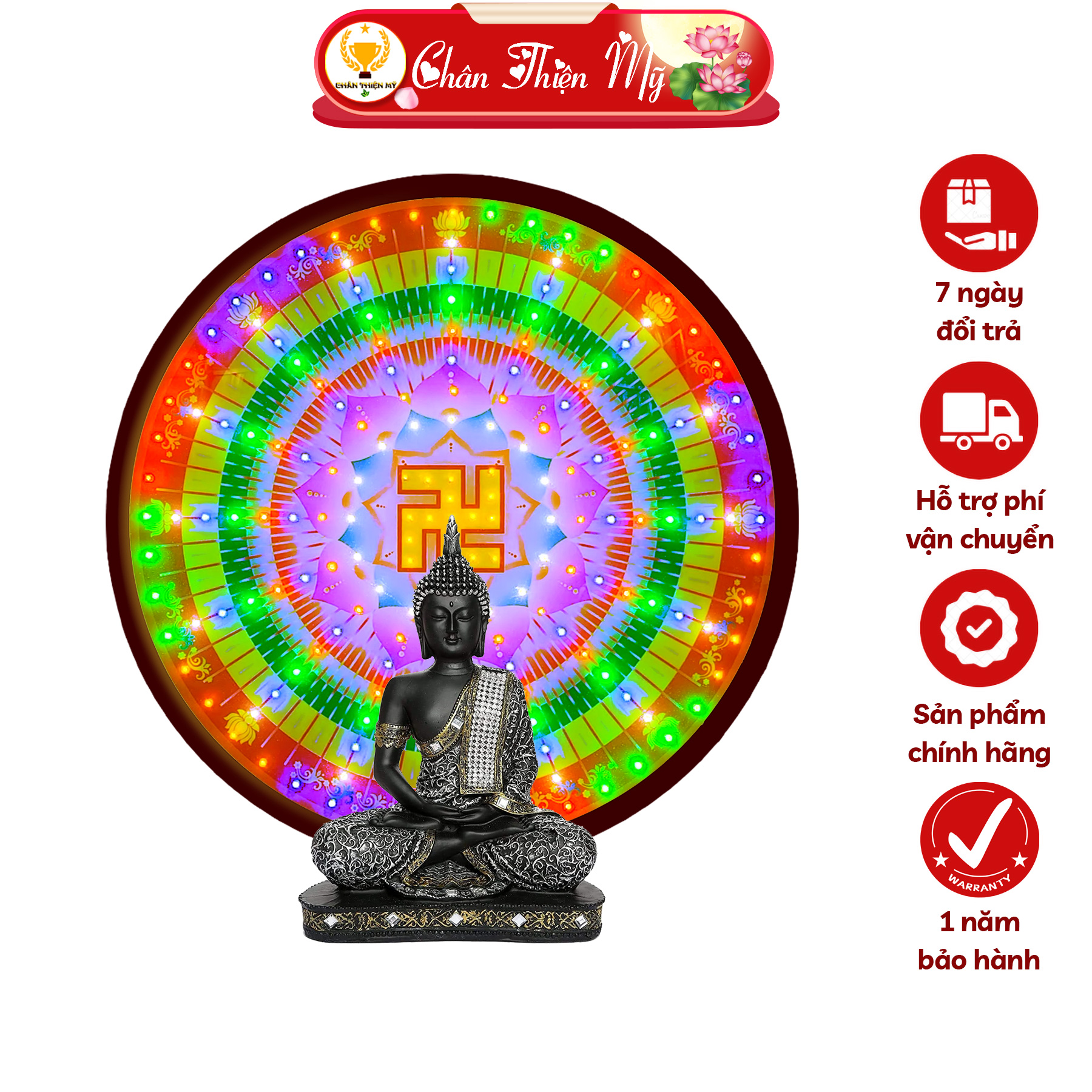 Hào Quang Led 8 Chương Trình Hoa Sen Chữ Vạn CHÂN THIỆN MỸ, Đèn Trang ...