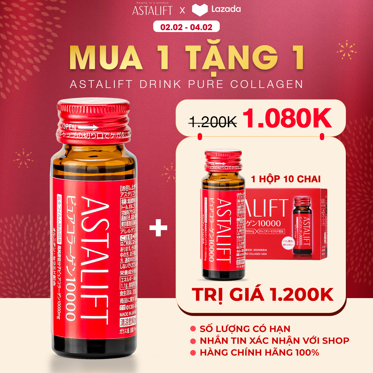 8-15.1 MUA LÀ CÓ QUÀ Collagen Chống Lão Hoá ASTALIFT Drink Pure 10000mg - MixASale
