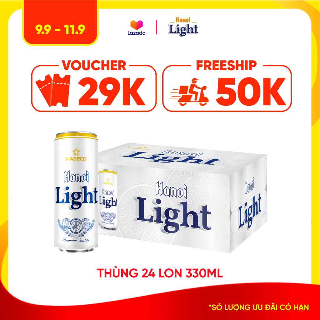 Thùng 24 lon Bia Hanoi Light - HABECO (330ml/lon) | Lazada.vn