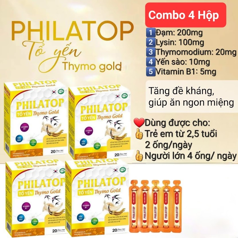 4 Hộp 80 Ông Nước Philatop Tổ Yến Thymo Gold, Hộp 20 ống | Lazada.vn